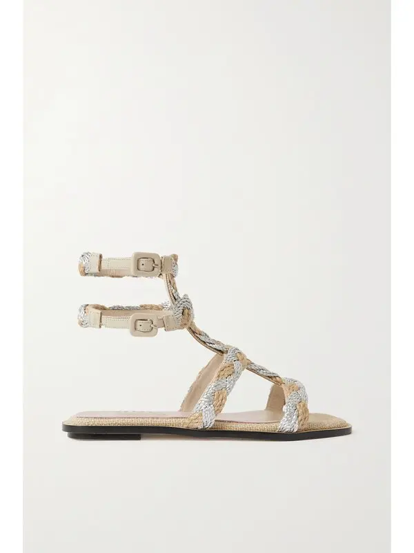 SERENA UZIYEL Ronda Metallic Braided Gladiator Sandals - Neutrals
