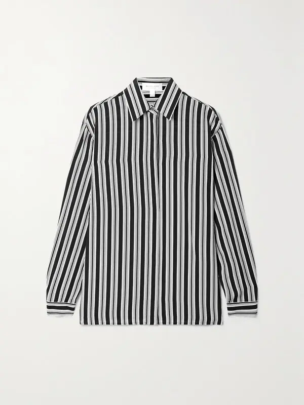 Michael Kors Striped Organic Silk Crepe De Chine Shirt