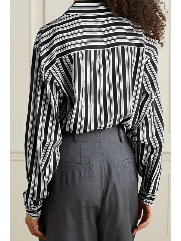 Michael Kors Striped Organic Silk Crepe De Chine Shirt