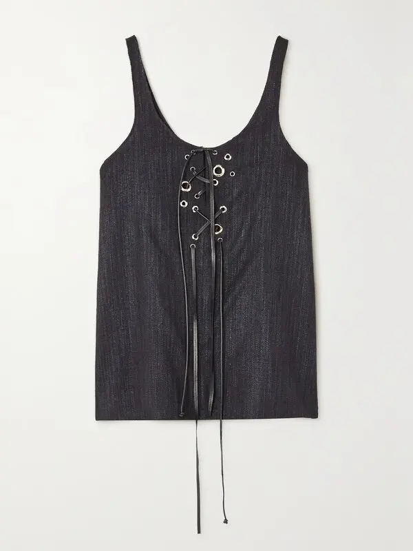 Chloé Leather-trimmed Silk-blend Canvas Tank - Black