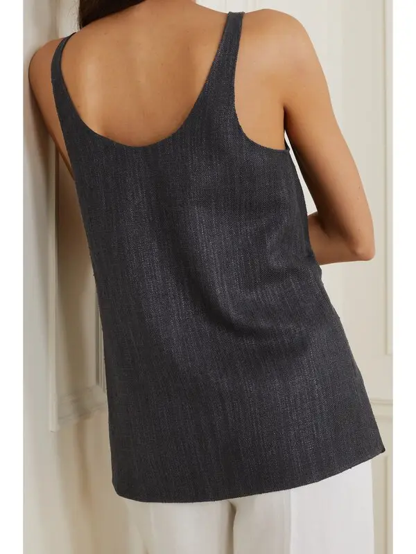 Chloé Leather-trimmed Silk-blend Canvas Tank
