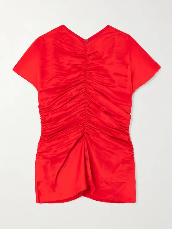 Tove Fiana Ruched Silk-satin Top - Red