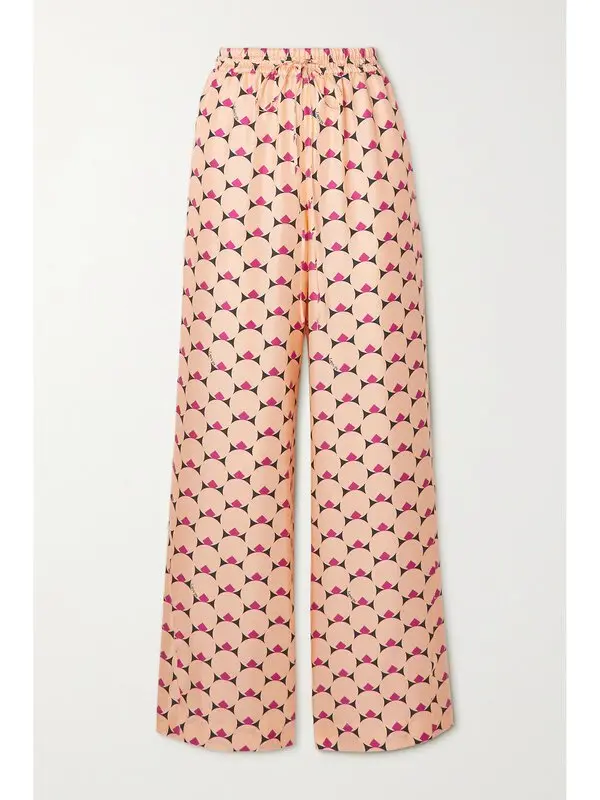 LANVIN Printed Silk-twill Wide-leg Trousers