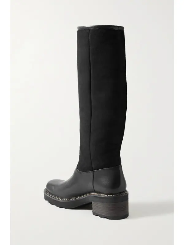 Gabriela Hearst Shearling-lined Suede And Leather Knee Boots