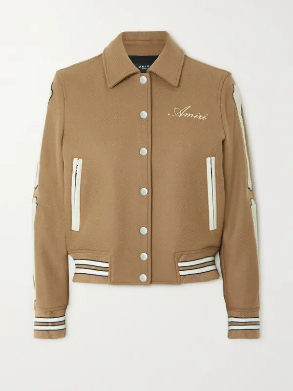 Amiri Bones Appliquéd Wool-blend Twill Bomber Jacket