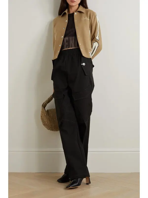 Amiri Bones Appliquéd Wool-blend Twill Bomber Jacket