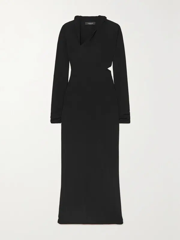 Versace Cutout Hooded Stretch-jersey Maxi Dress