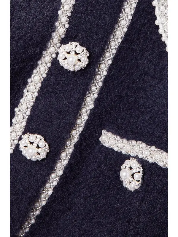SELF-PORTRAIT Cropped Embellished Fleece Cardigan