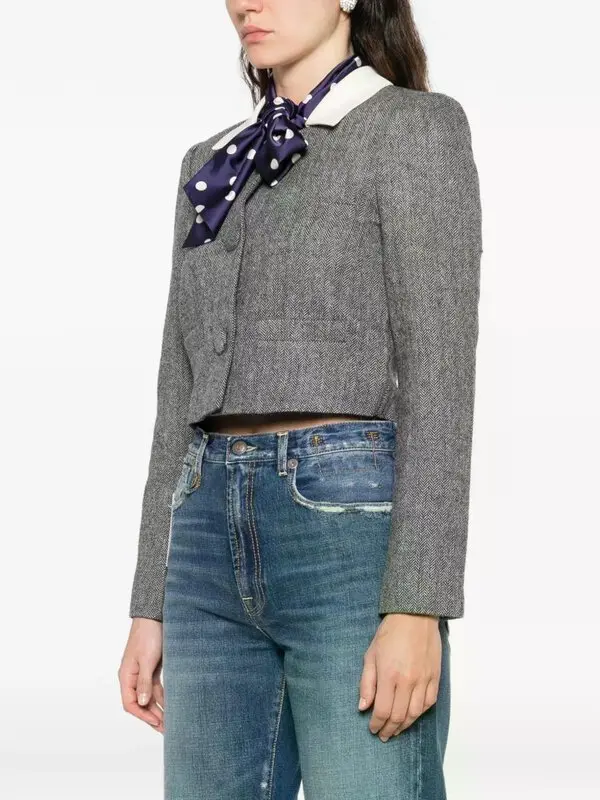 SELF-PORTRAIT Cropped Jacket With Pointed Collar