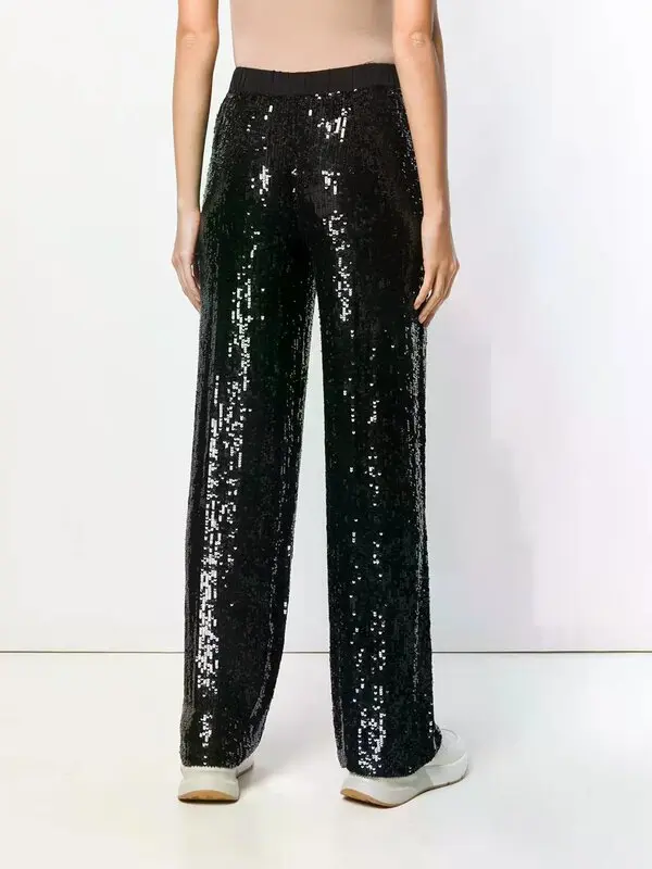 P.a.r.o.s.h Sequin Wide Leg Trousers - Black