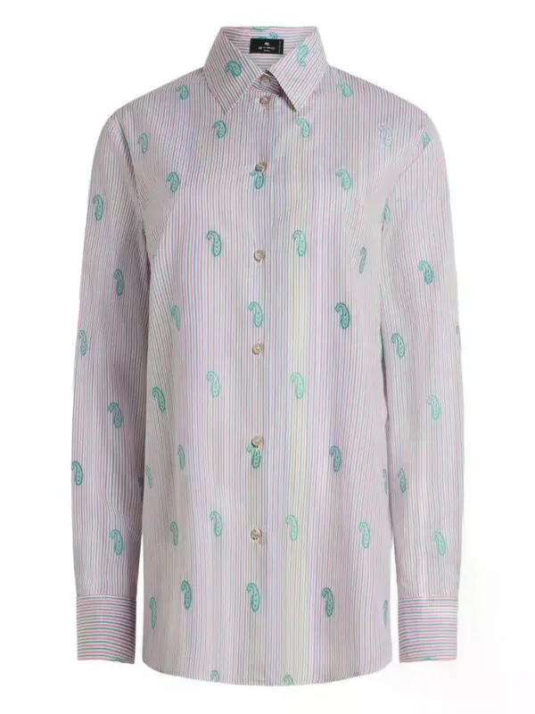 Etro Paisley-embroidered Striped Shirt