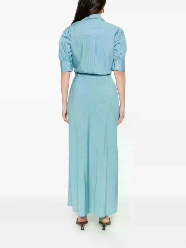 blue pinstripe tie waist shirt dress Striped Shirt Dress with Waist Tie in Blue and White Stripes main image 1