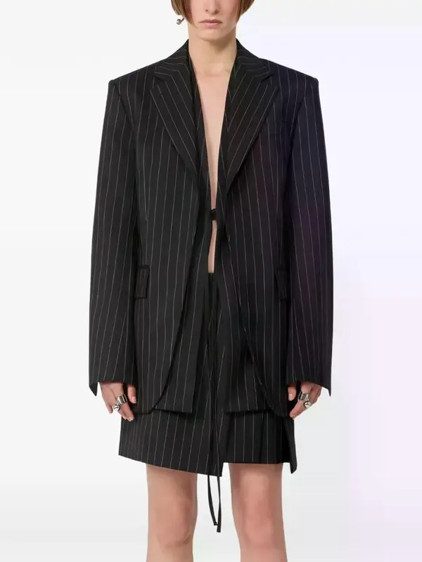 Sportmax Pinstripe Tie-fastening Blazer - Black