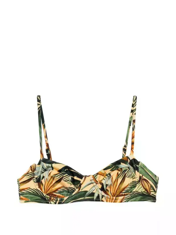 Farm Rio Tropical Print Bikini Top - Yellow