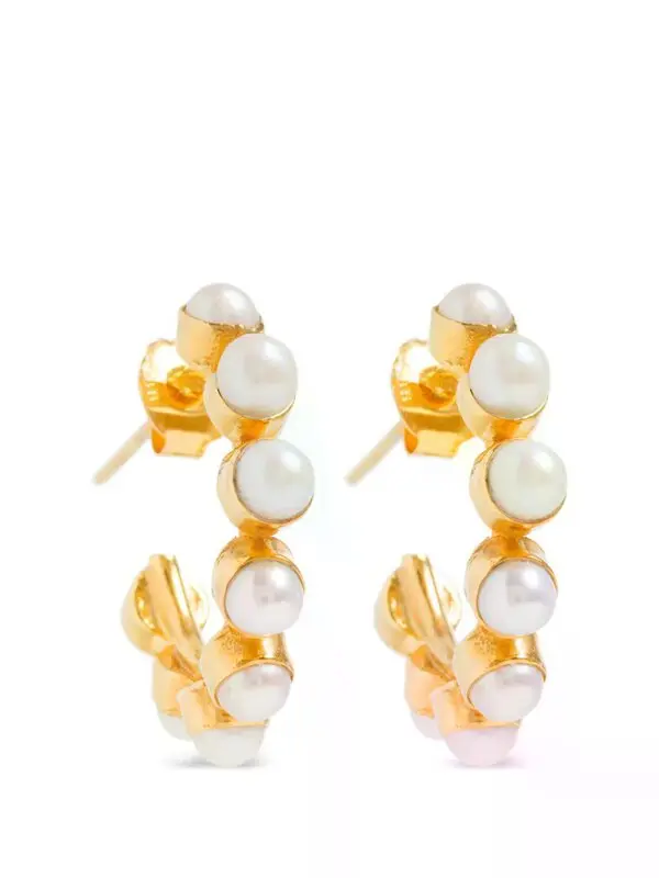 FREYA ROSE Pearl Stud Hoop Earrings - Gold