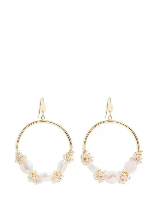FREYA ROSE Seed Baroque Pearl Hoop Earrings - Gold