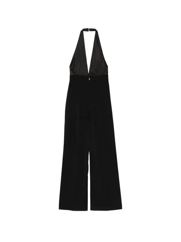 Patrizia Pepe Fluid Crepe Deep Neckline Jumpsuit - Black