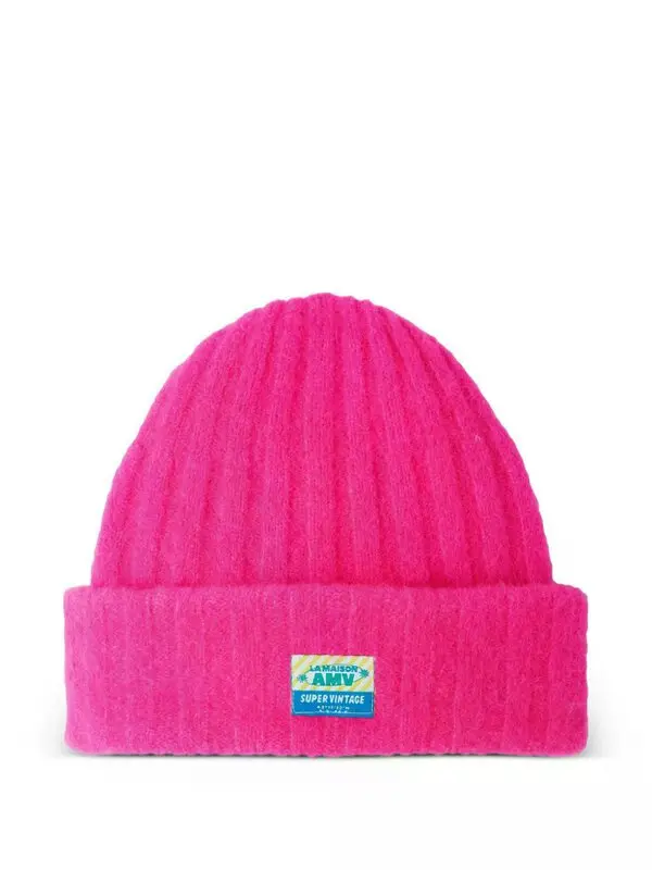 American Vintage Logo-appliqué Beanie Hat - Pink