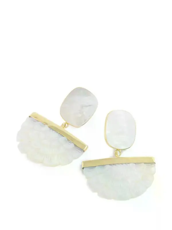 FREYA ROSE Hand Carved Mother Of Pearl Rose Earrings - White