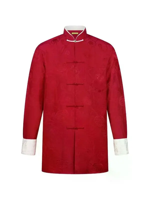 Shanghai Tang Jacquard Silk Shirt - Red