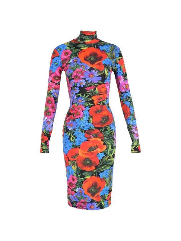 Dolce & Gabbana Floral-print Turtleneck Dress