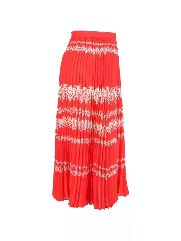 SELF-PORTRAIT Pleated Floral Skirt
