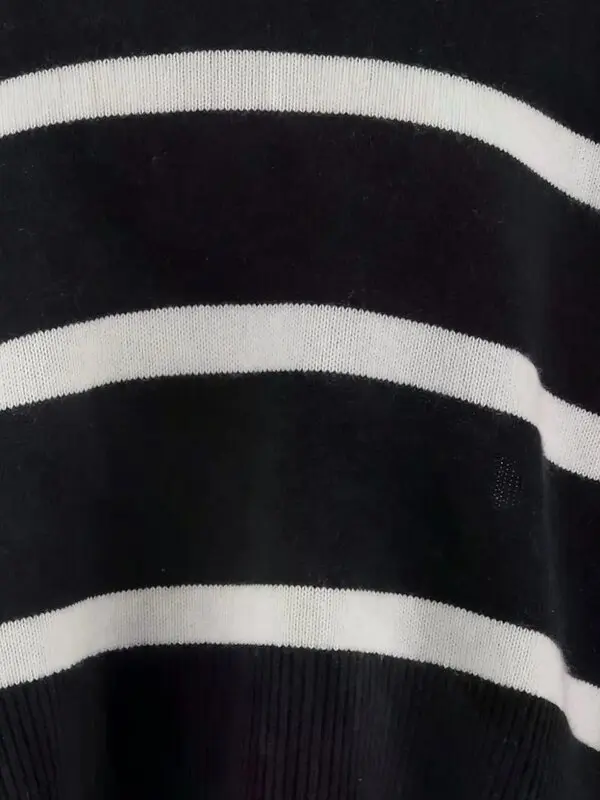 ALLUDE Striped V-neck Sweater - Blue