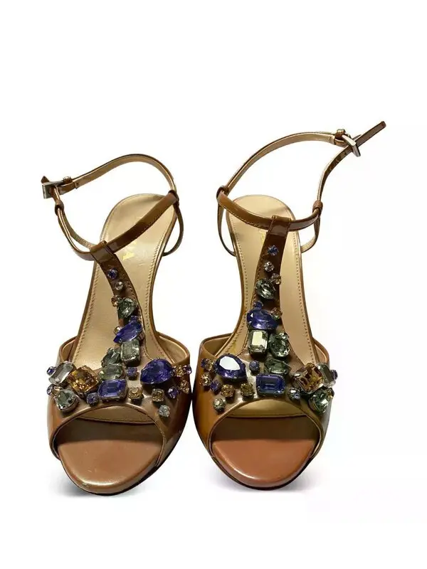 Prada Embellished T-strap High Heel Sandals