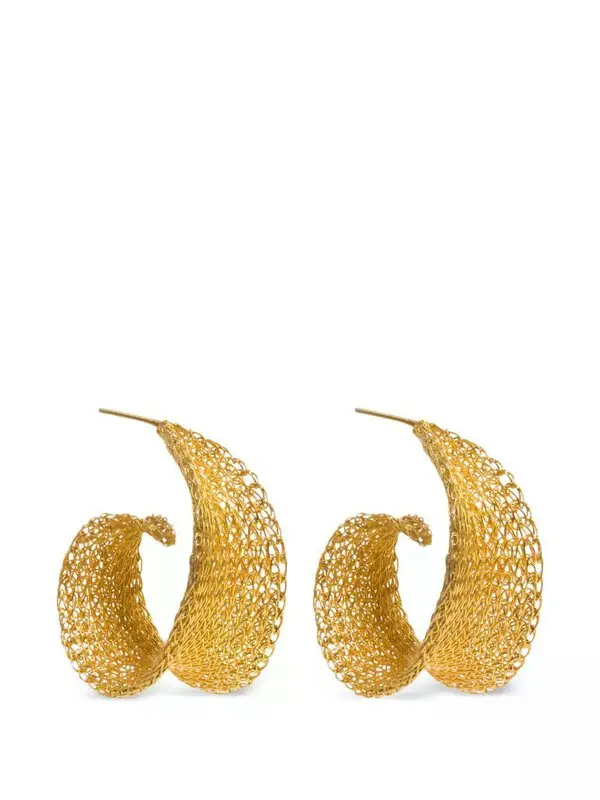 FREYA ROSE Weave Curled Hoops Earrings - Gold