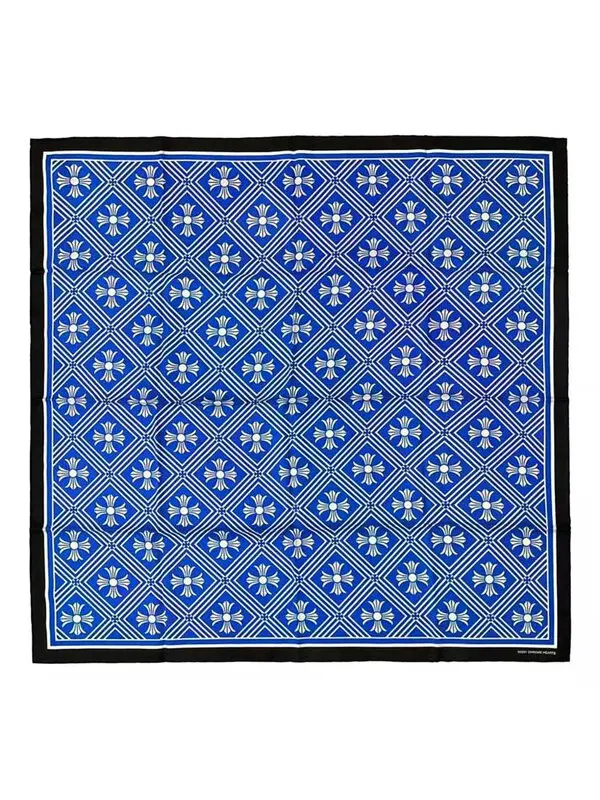 Chrome Hearts Cross-motif Silk Scarf - Blue