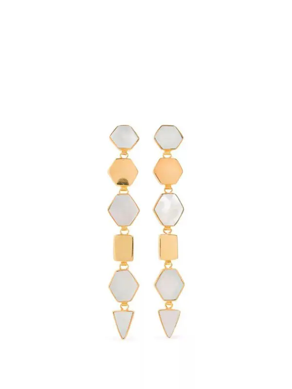 FREYA ROSE Warrioress Geometric Armour Drop Earrings - Gold