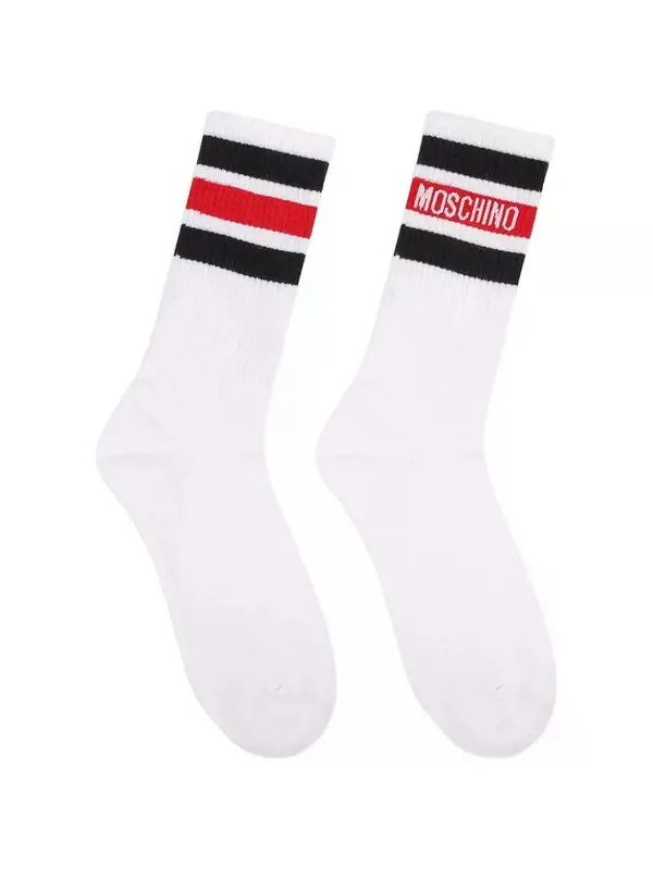 Moschino Inlaid Terry Striped Socks - White