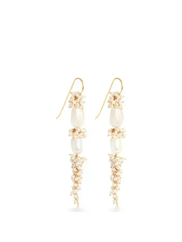 FREYA ROSE Baroque Long Drop Earrings - Gold