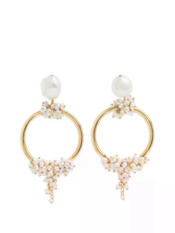 FREYA ROSE Pearl Hoop Earrings - Gold
