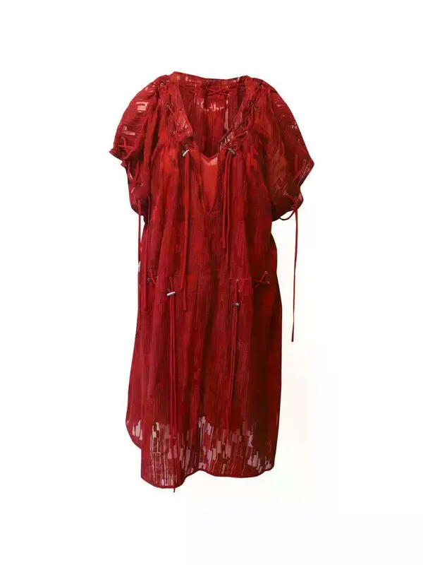 IRO PARIS Lace-up Textured Midi Dress