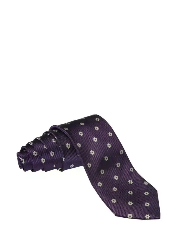 L´UOMO DI COLOSSO PISANO Floral-pattern Silk Tie - Purple