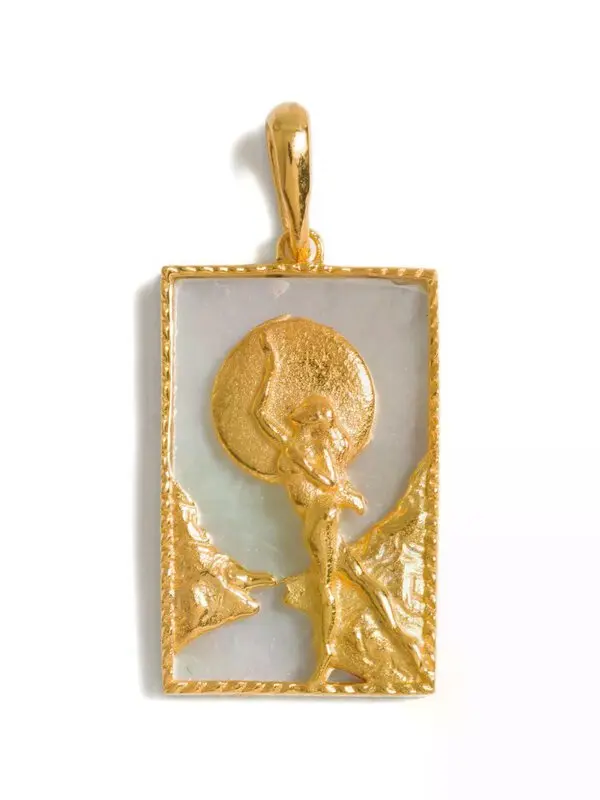 FREYA ROSE Rectangle Moon Pendant - Gold