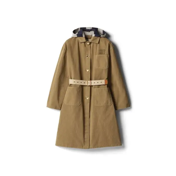 Miu Miu Gabardine Single-breasted Coat With Detachable Belt