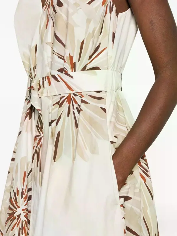 Brunello Cucinelli Floral Belted Midi Dress - Neutrals