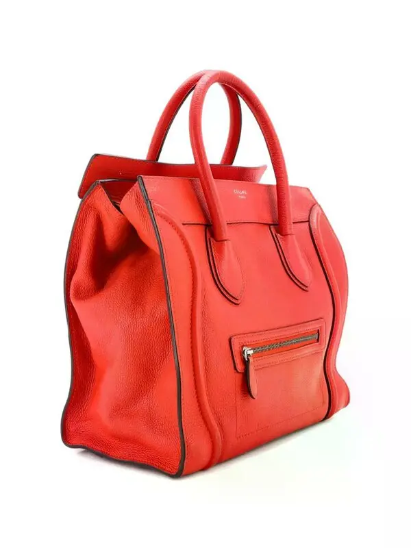 Celine Luggage Bag Grainy Leather Mini Tote - Orange