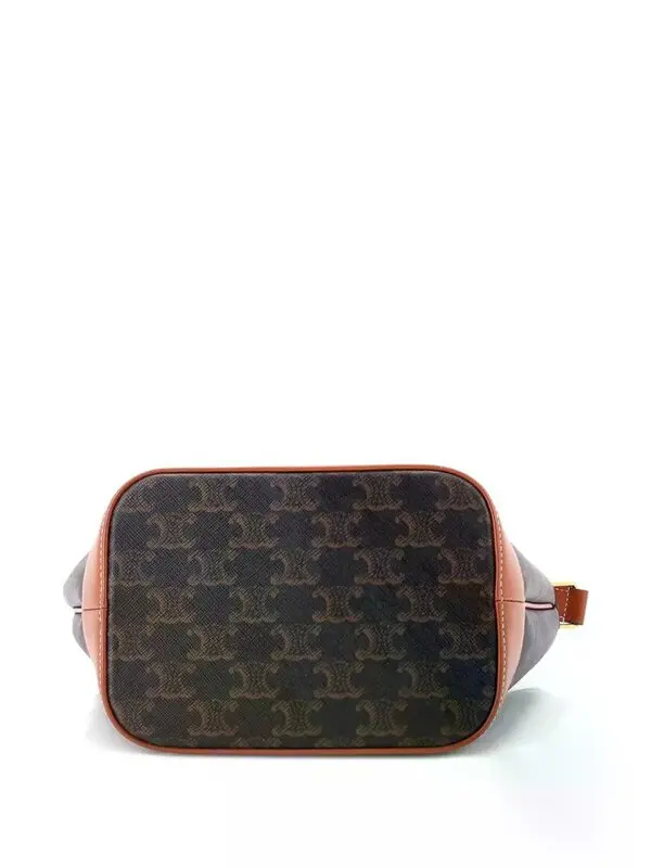 Celine Triomphe Coated Canvas Small Bucket Bag - Brown