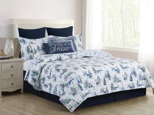 C&F HOME Frasier Cotton Quilt Set Reversible And Machine Washable - Blue