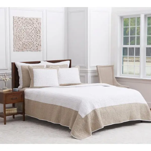 ELISABETH YORK Tamia Natural Bedding Quilt Collection - Beige