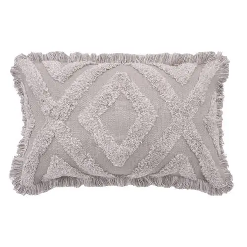 CAROL & FRANK Link Woven Tufted Cotton Decorative Throw Pillow - Gray