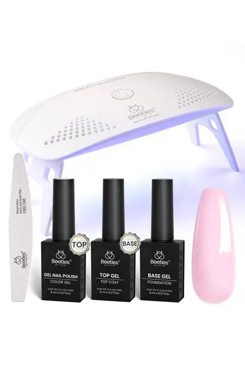 BEETLES Nude Pink Gel Nail Polish Kit With Uv Led Light - Pink Bubble