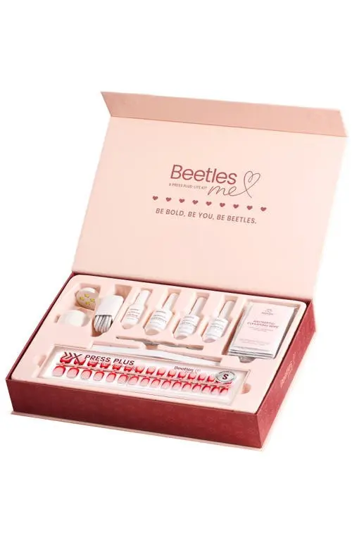 BEETLES Red French Tip Press On Nail Studio Kit Short Square