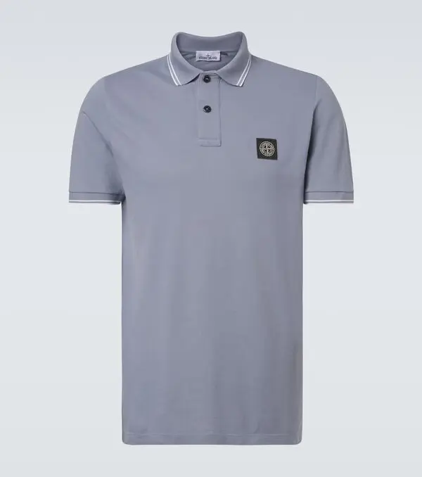 Stone Island Compass Cotton-blend Piqué Polo Shirt - Grey