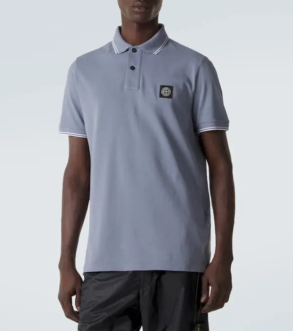 Stone Island Compass Cotton-blend Piqué Polo Shirt - Grey