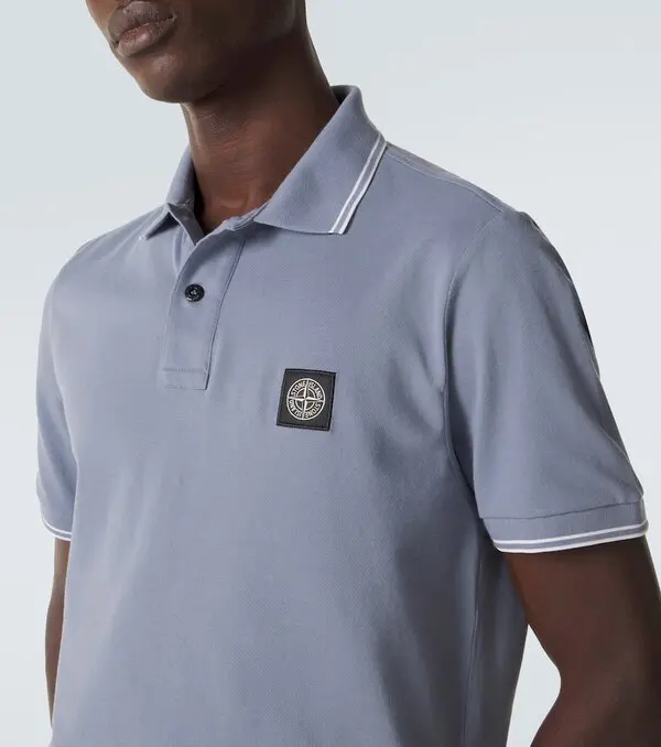 Stone Island Compass Cotton-blend Piqué Polo Shirt - Grey