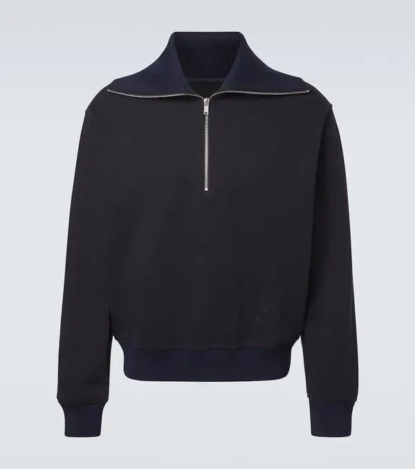 JIL SANDER Cotton Half-zip Sweatshirt - Blue